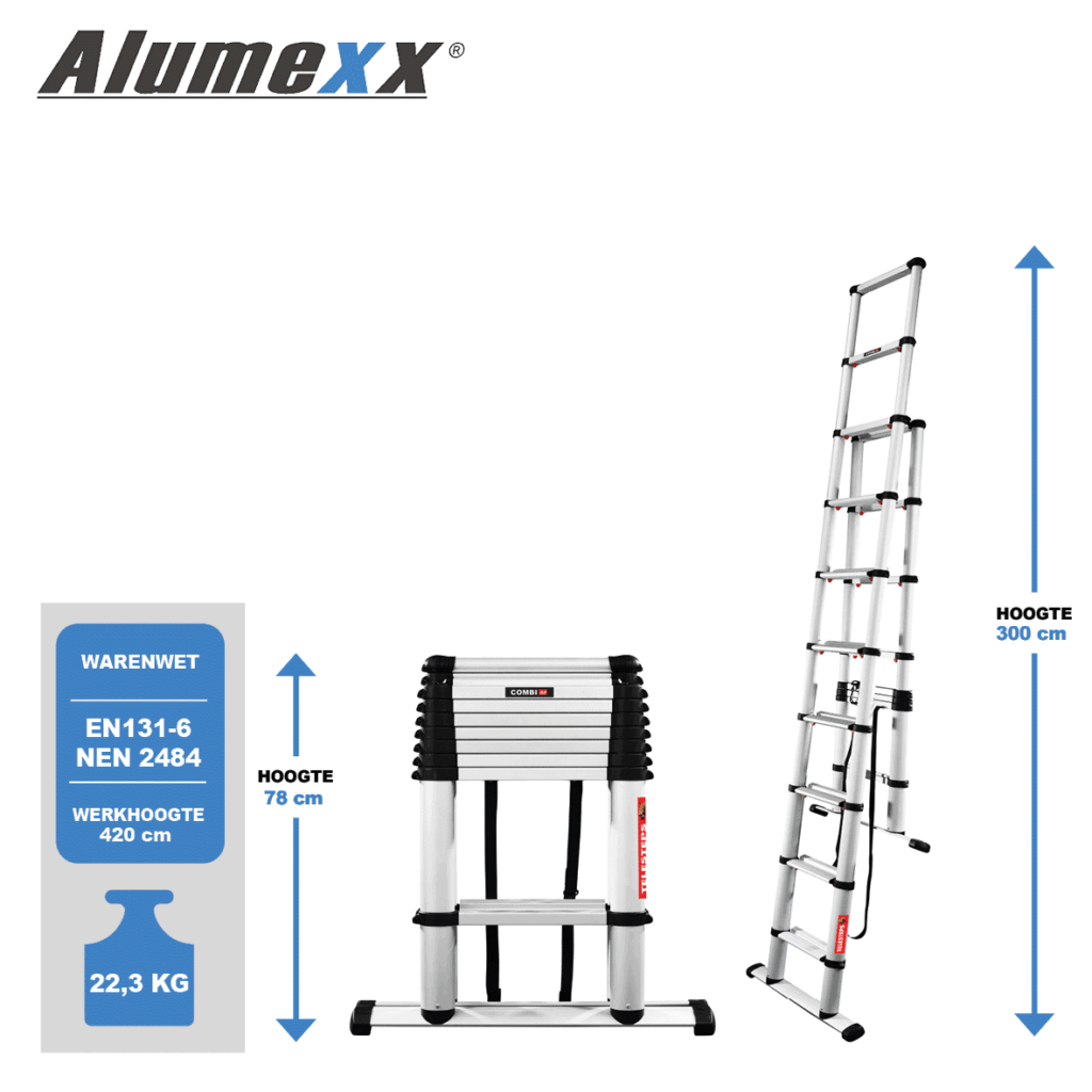 Telesteps Combi Line 3,0 m telescoopladder | Rolsteiger.net