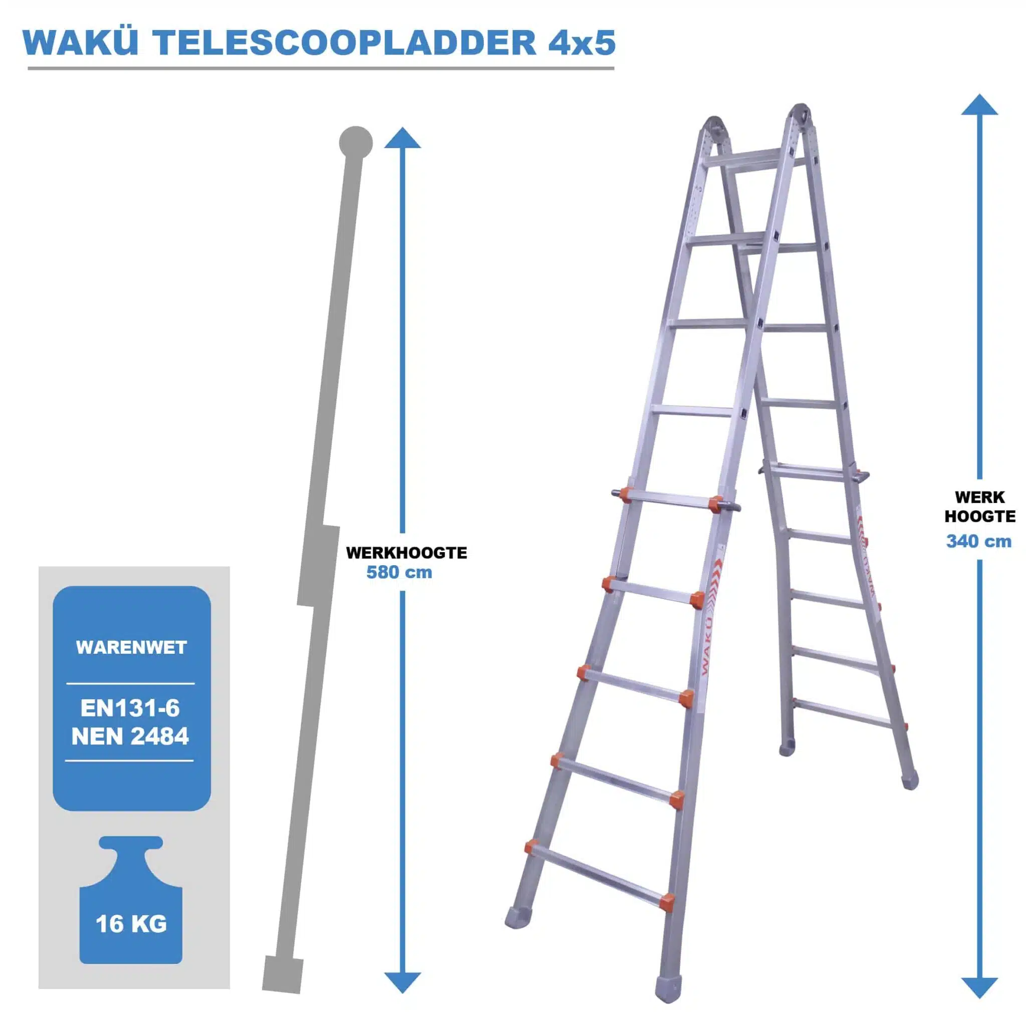 Multifunctionele ladder Wakü 4x5 | Rolsteiger.net